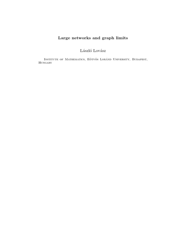 Large Networks and Graph Limits | PDF | Graph Theory | Social Network