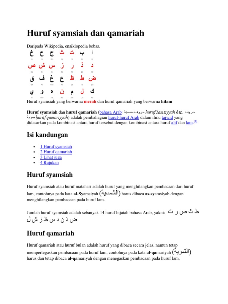 Huruf Syamsiah Dan Qamariah | PDF