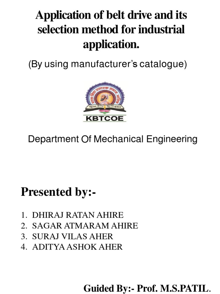 Application of Belt Drive and Its Selection Method | PDF | Belt ...