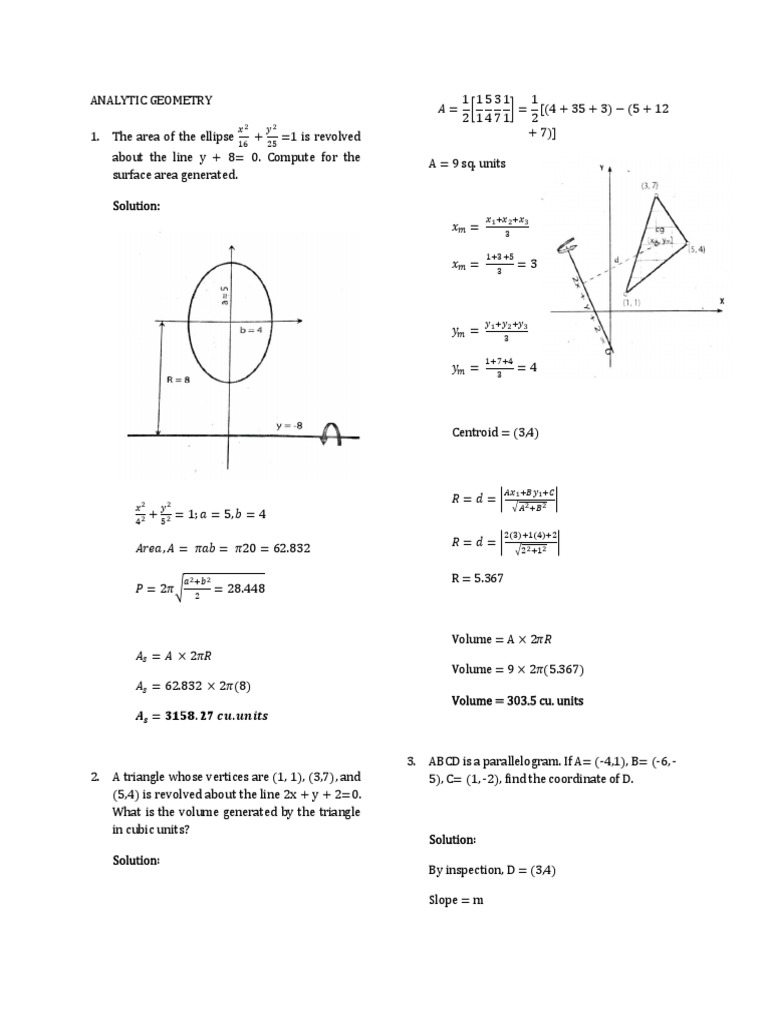 Analytic Geometry Pdf Apsis Tangent