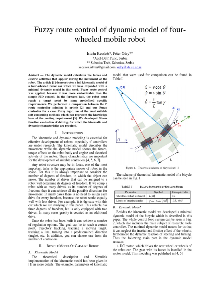Fuzzy Route Control of Dynamic Model of Four-Wheeled Mobile Robot | PDF | Control Theory | Fuzzy ...