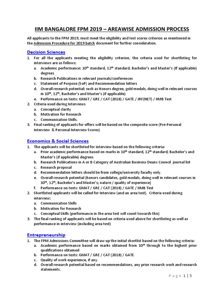 FPM 2019 Areawise Adm Process | PDF | Graduate Record Examinations | Graduate Management ...