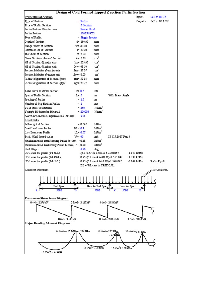 Purlin Design PDF | PDF | Bending | Buckling