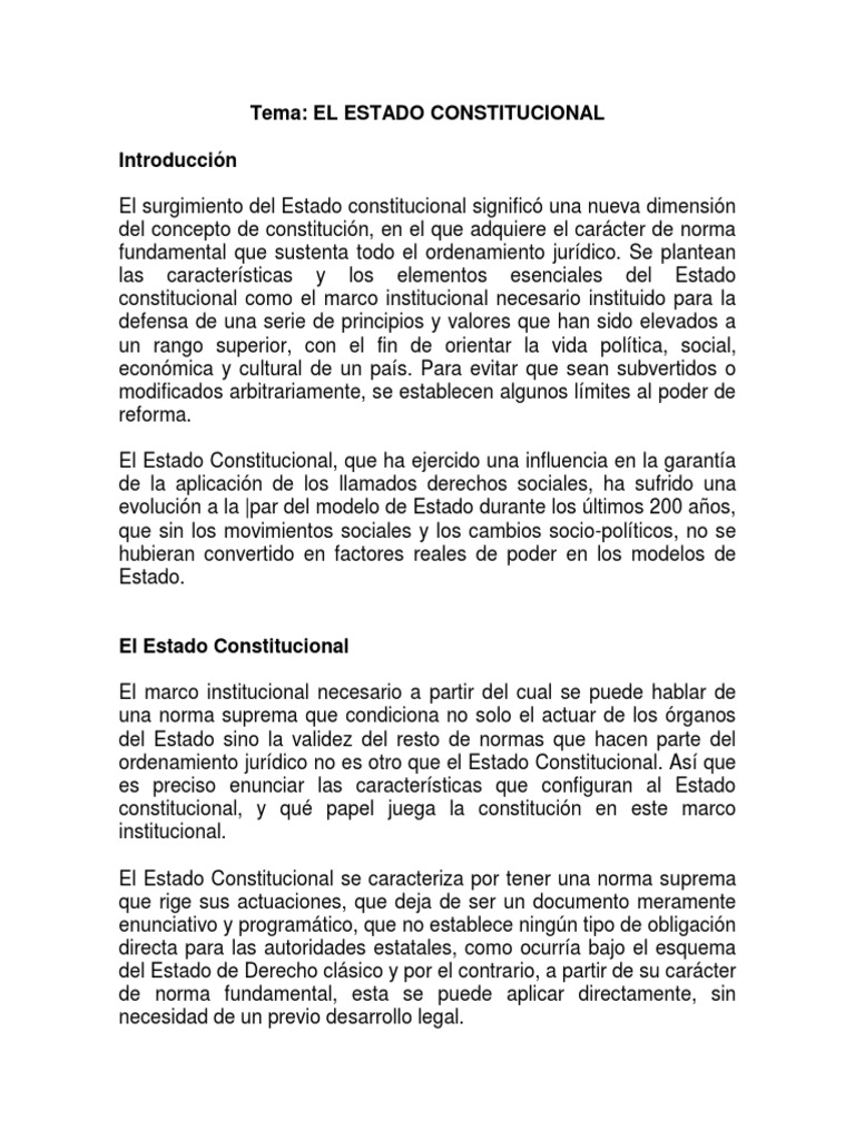 Estado Constitucional de Derecho | PDF | Constitución | Estado (política)