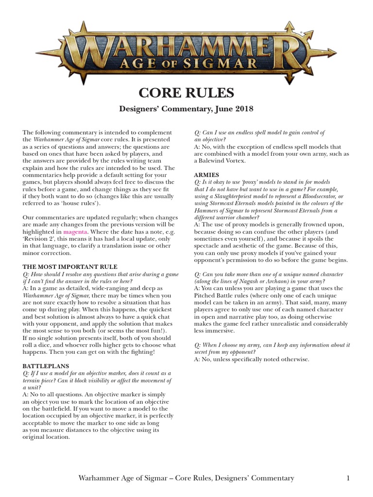 Age of Sigmar Core Rules Designers Commentary Base Sizes En2 | PDF ...