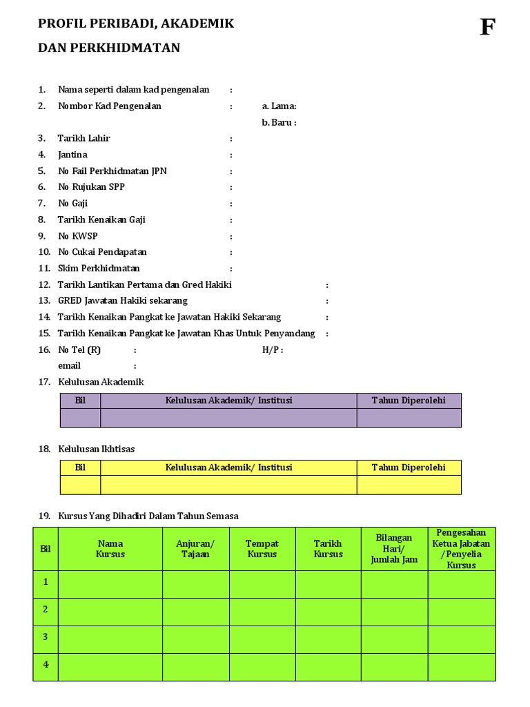 Profil Peribadi Kosong | PDF