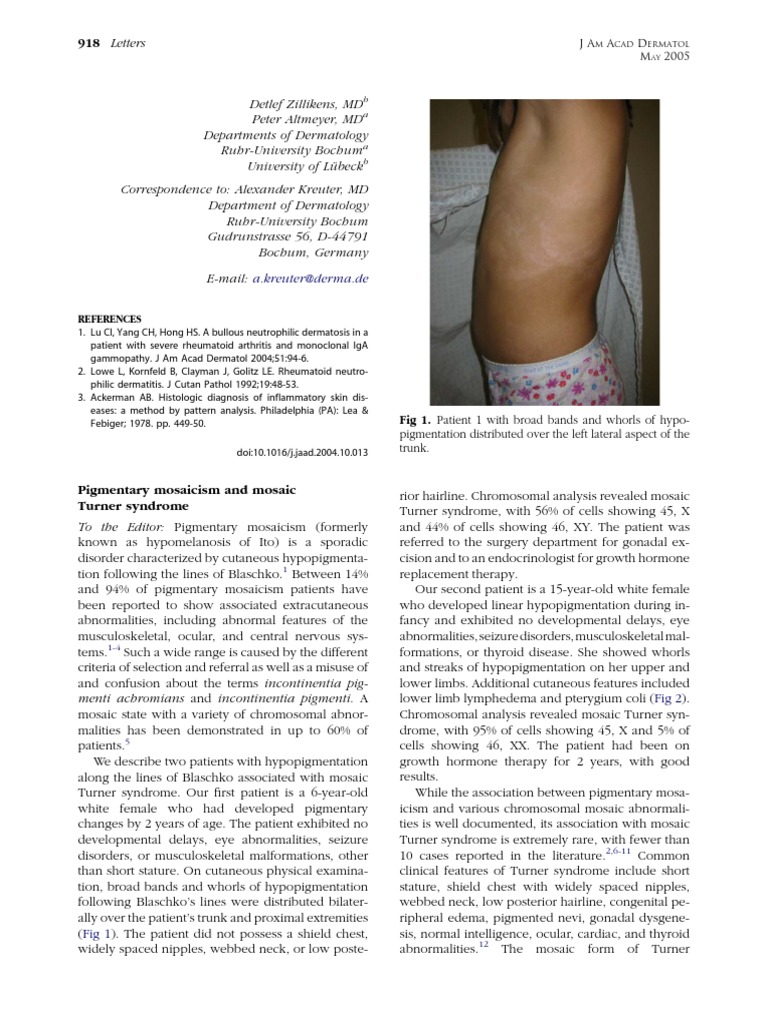 2005-Pigmentary Mosaicism and Mosaic | PDF | Medical Specialties ...