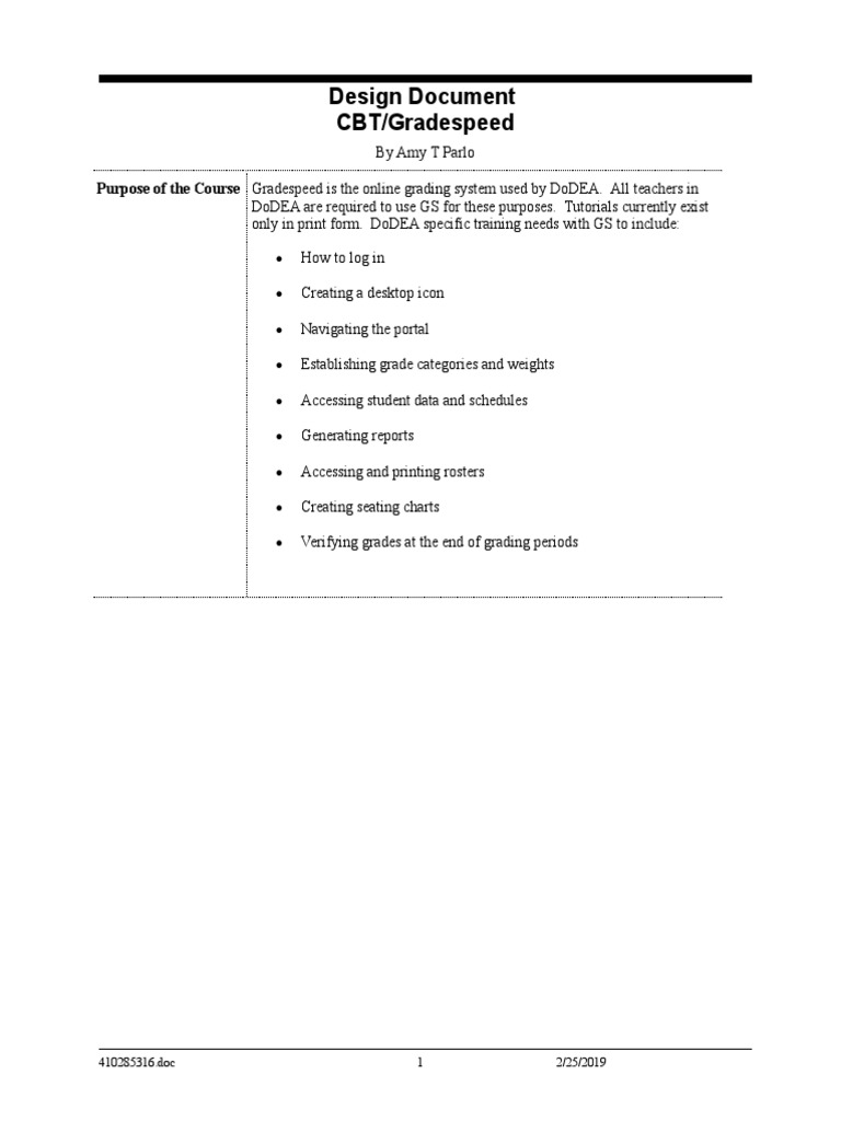 Design Document CBT/Gradespeed | PDF | Educational Assessment ...