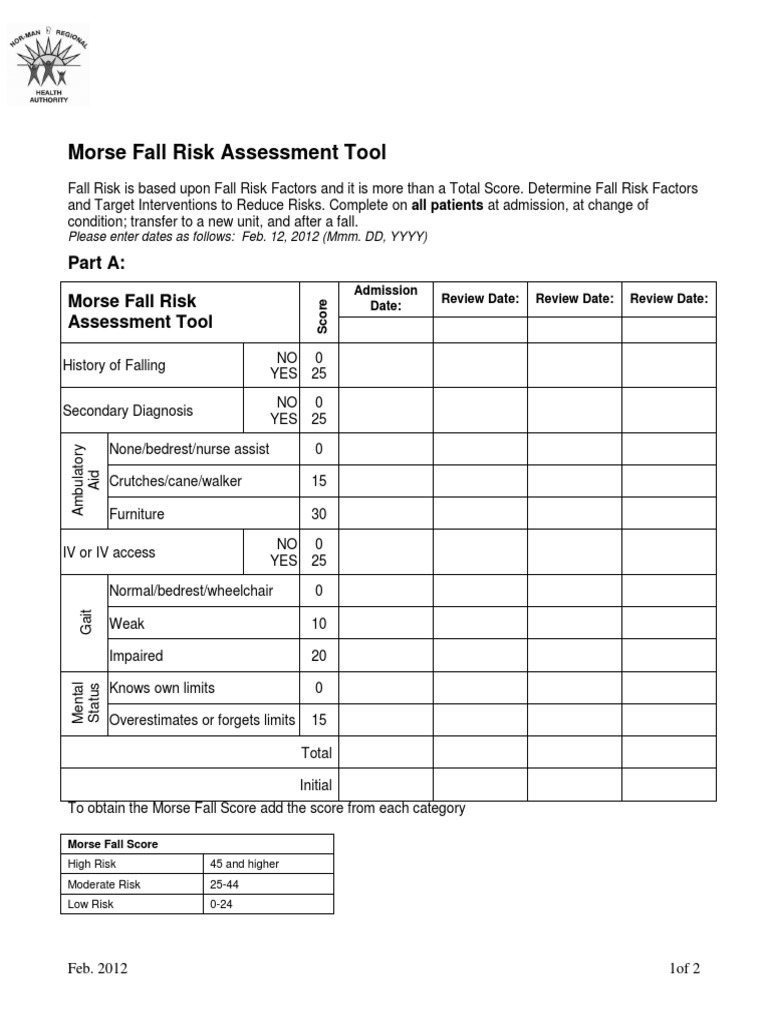 Morse Fall Risk Assessment Tool | Download Free PDF | Patient | Nursing