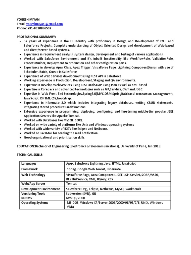 Yogesh Miyani - SFDC Lightning Developer | PDF | Salesforce.Com | Java Server Pages