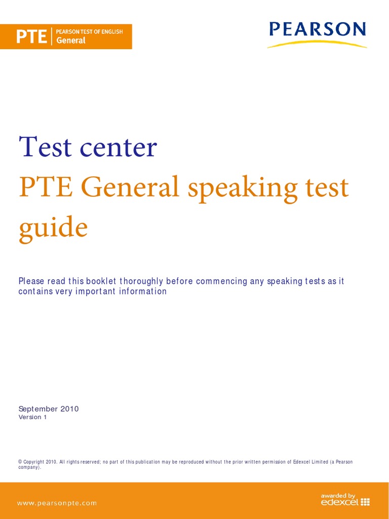 Test Center: PTE General Speaking Test Guide | PDF | Fluency | Question