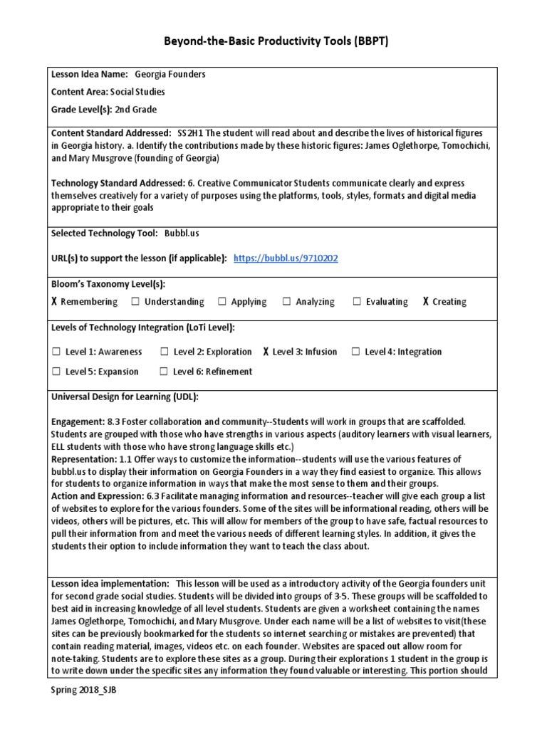 Georgia Founders Lesson Plan for 2nd Grade | PDF | Teachers | Behavior ...