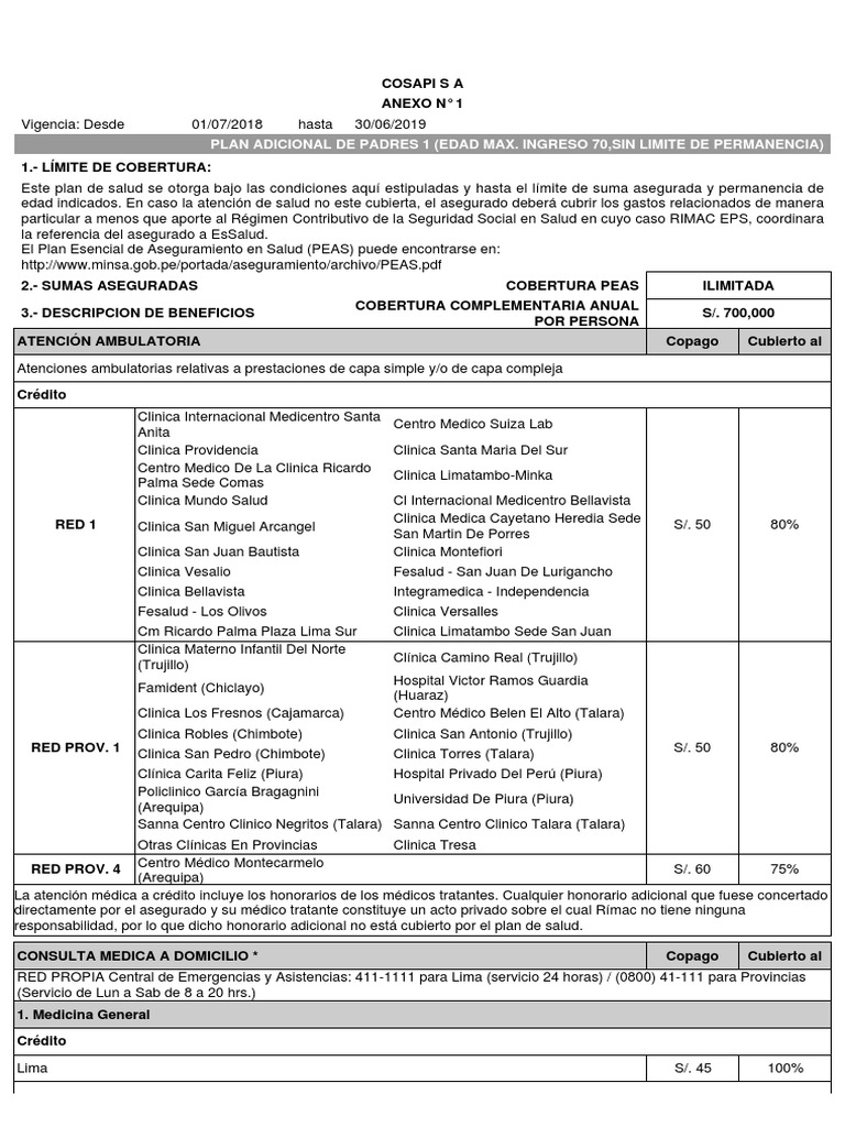 Plan Padres Seguro Rimac | PDF | Lima | Asma