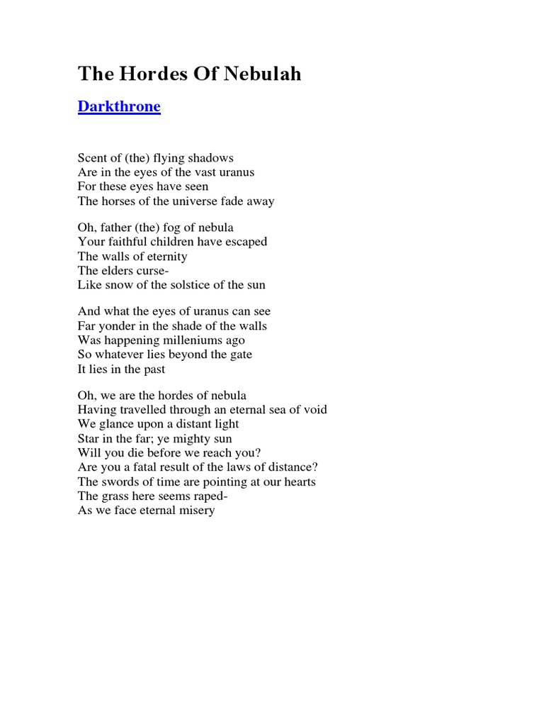 The Hordes of Nebulah: Darkthrone | PDF