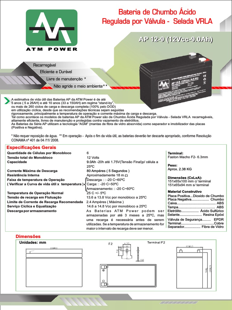 Manual Bateria Pdf Chumbo Eletricidade