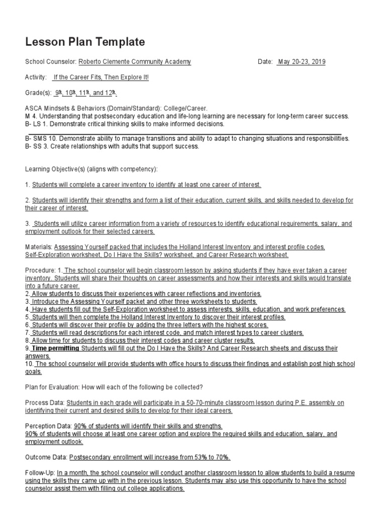 College Career Lesson Plan | PDF | Race And Ethnicity In The United ...