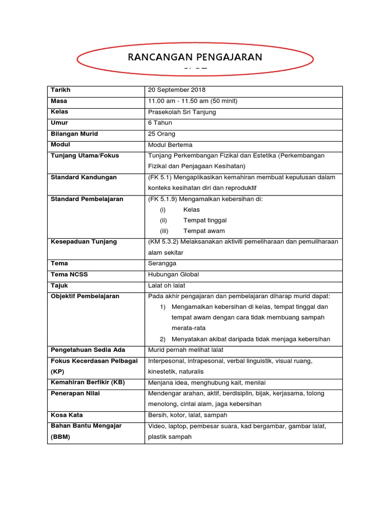 Rancangan Pengajaran Slot | PDF