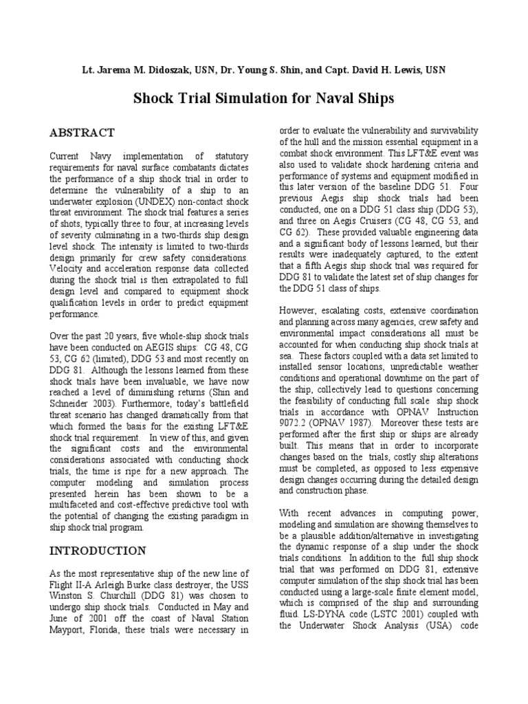 Naval Ship Shock Trial Simulation | PDF | Computer Simulation | Simulation