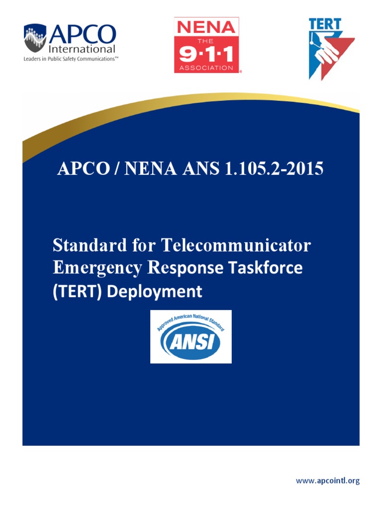 TERT Deployment Standards Guide | PDF | Dispatcher | Safety