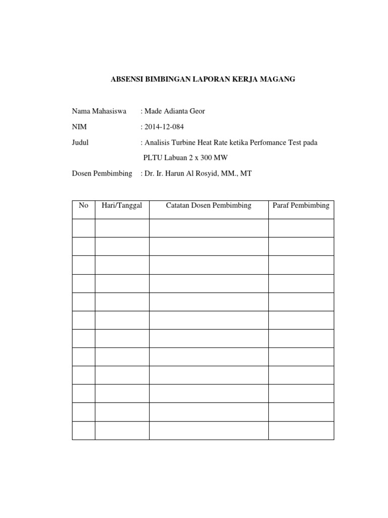Absensi Bimbingan Magang | PDF