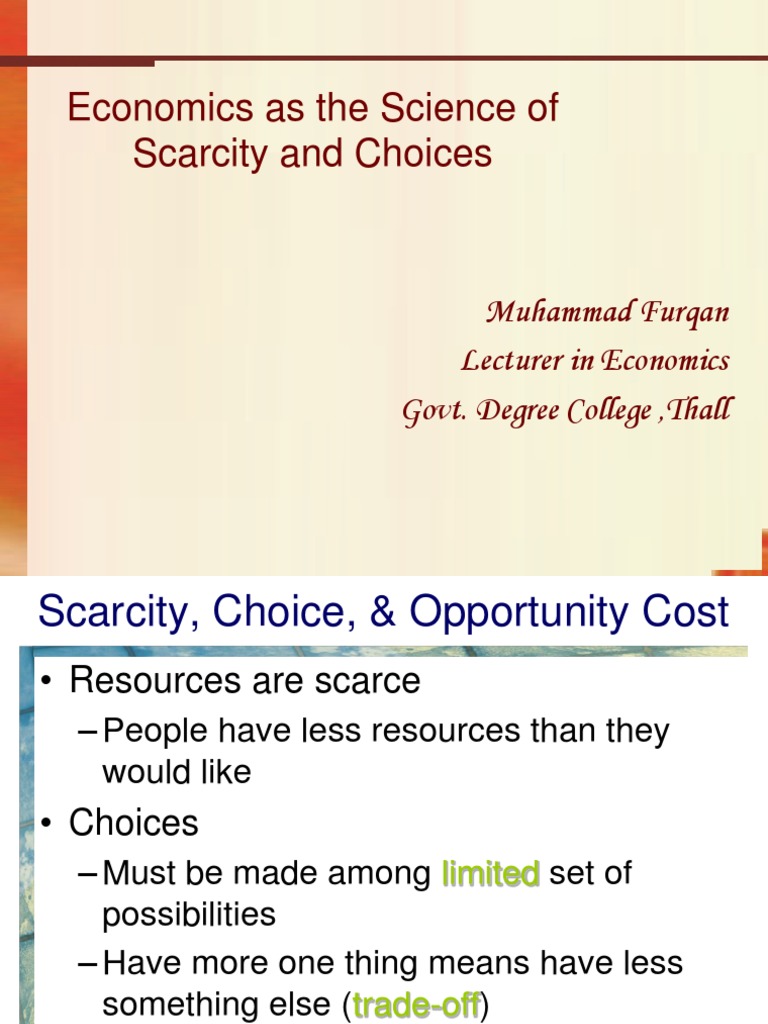 Chapter 3 - The Fundamental Economic Problem - Scarcity and Choice | PDF | Economics ...