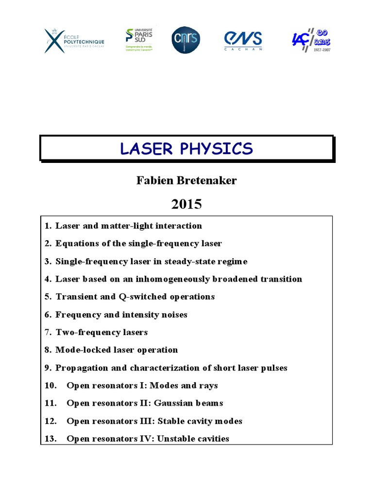 Introduction to Laser Physics Concepts | PDF | Laser | Radiation