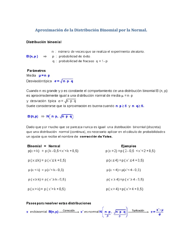 Aproximaciones Binomial Poisson Normal PDF | PDF | Distribución de veneno | Enseñanza de matemática