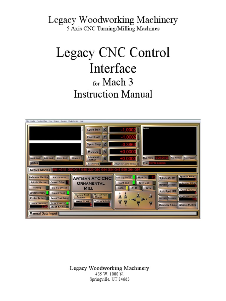Legacy CNC Control Interface: Mach 3 Instruction Manual | PDF | Numerical Control | Engineering