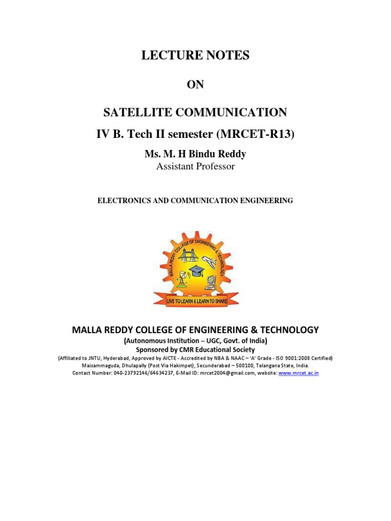 B.Tech Satellite Communication Notes | PDF | Satellite | Communications ...