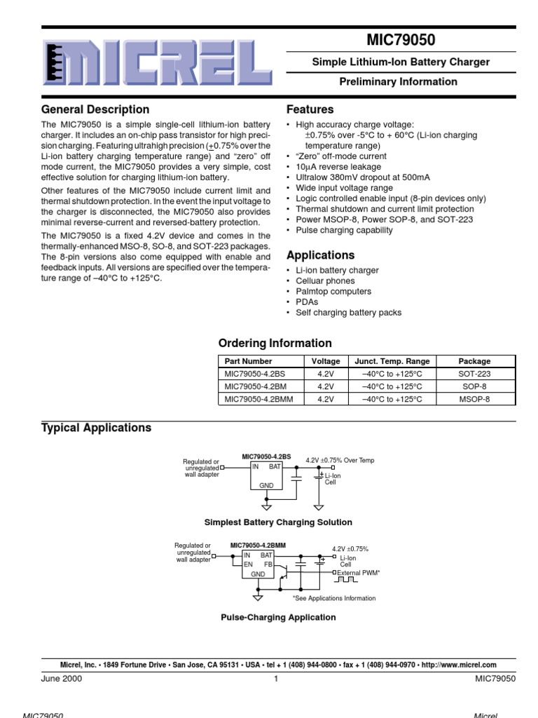 Datasheet | Battery Charger | Electrical Circuits