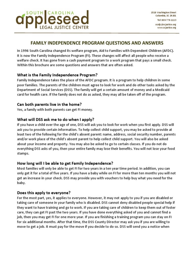 Family Independence Program Questions and Answers | PDF | Welfare ...