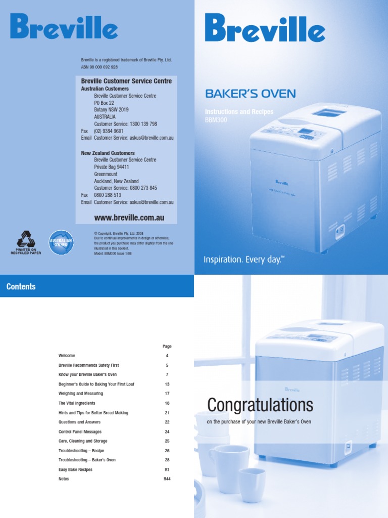 Breville BBM300 Bread Maker User Manual PDF | PDF | Breads | Dough