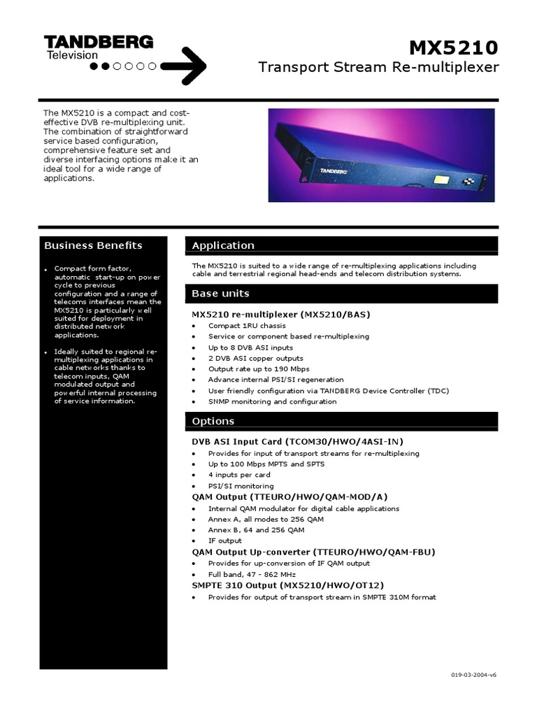 Transport Stream Re-Multiplexer: Business Benefits Application | PDF ...