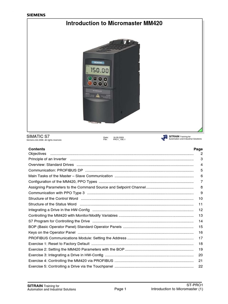 Introduction To Micromaster MM420: Simatic S7 | PDF | Rectifier | Power ...