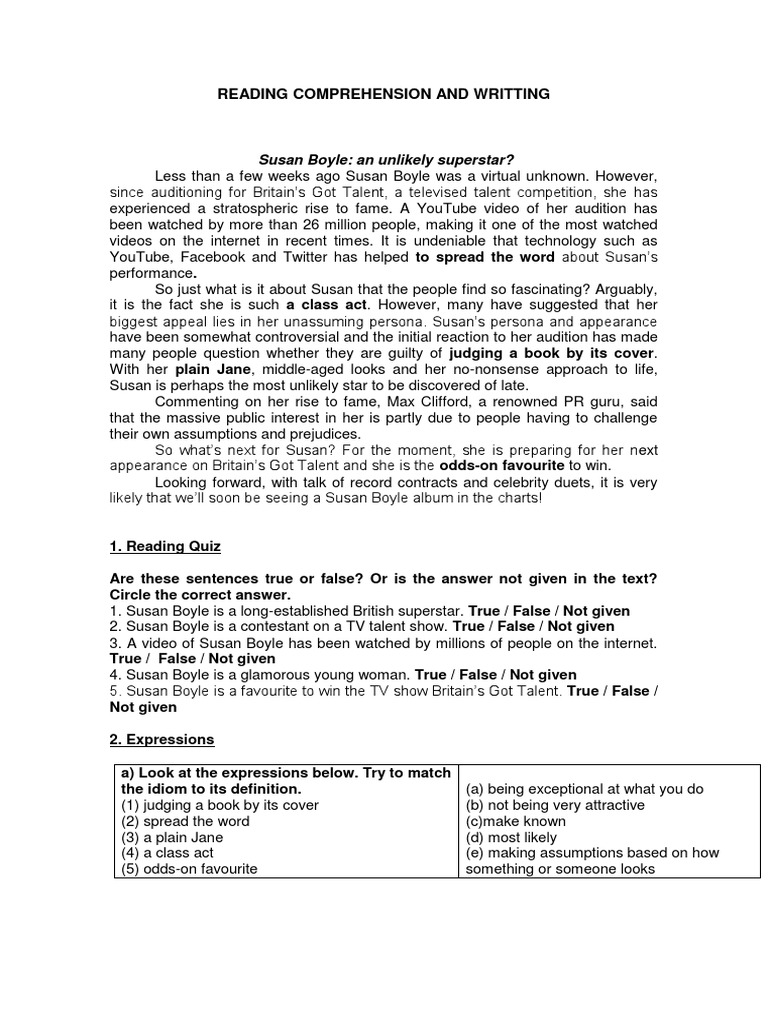 Reading Comprehension and Writting | Download Free PDF | Leisure