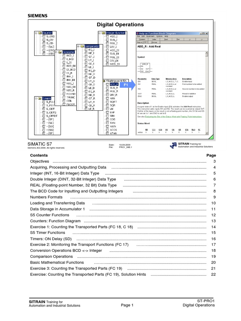 Digital Operations: Simatic S7 | PDF | Binary Coded Decimal | Programmable Logic Controller