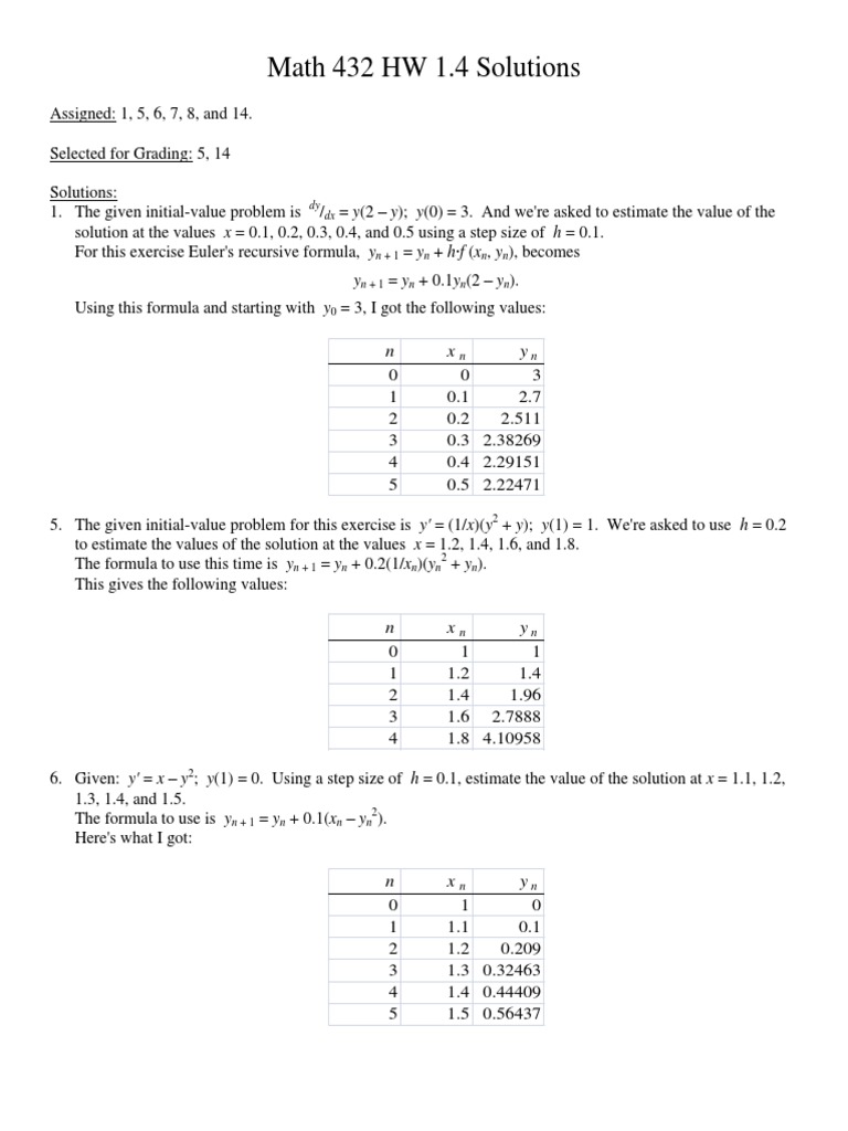 Math 432 HW 1.4 Solutions: Dy DX | PDF | Mathematical Relations | Geometry