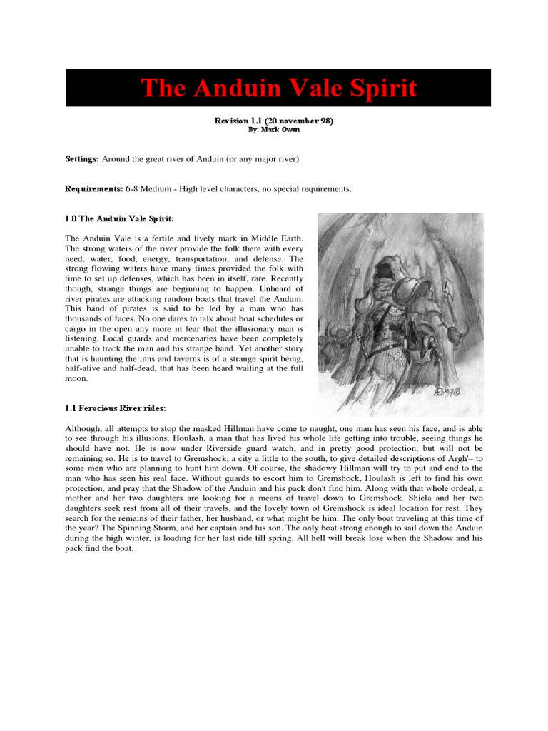 MERP - Adventure - Anduin Vale Spirit PDF | PDF | Leisure
