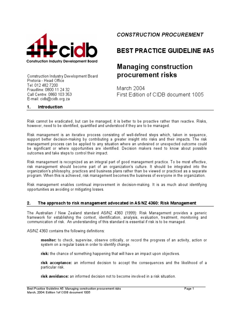 Managing Construction Procurement Risks (2004) | PDF | Risk Management ...