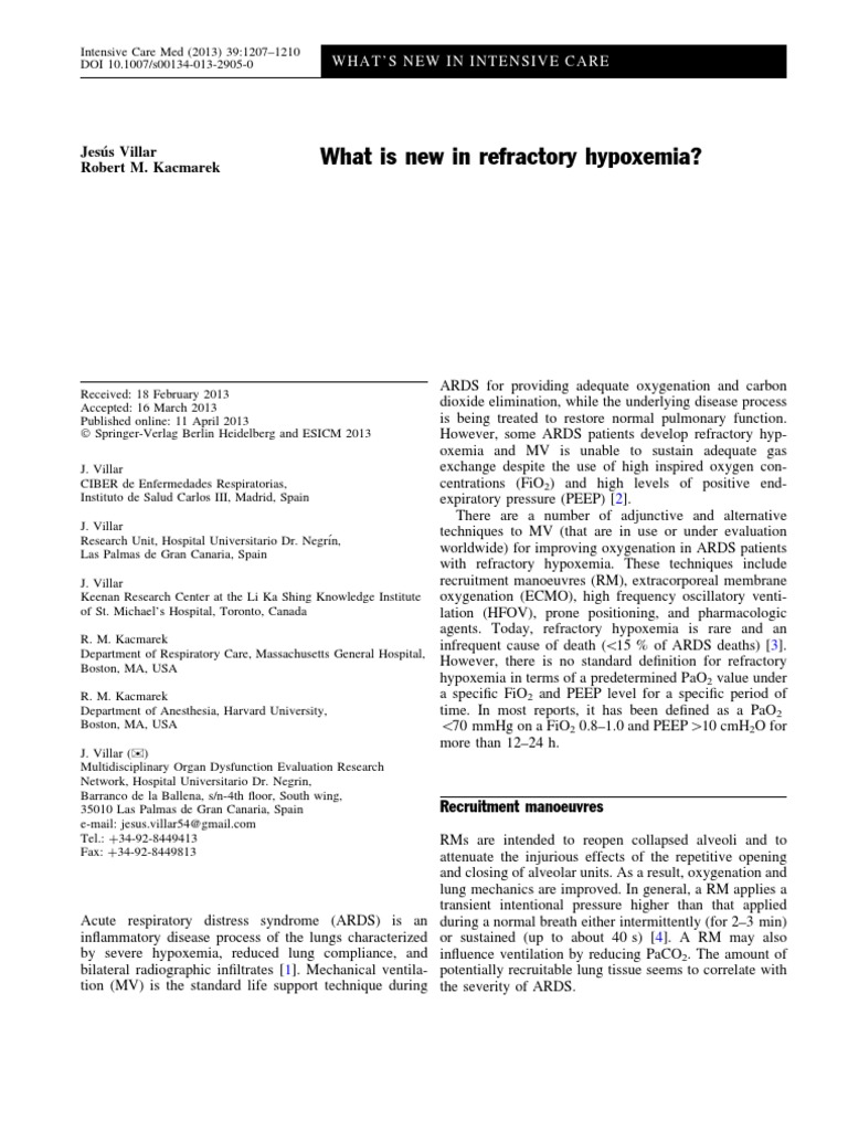What Is New in Refractory Hypoxemia 2013 | PDF | Intensive Care ...