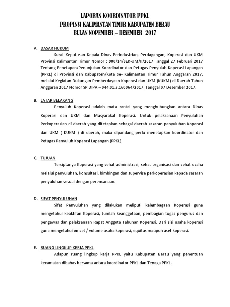 Laporan Koordinator PPKL | PDF