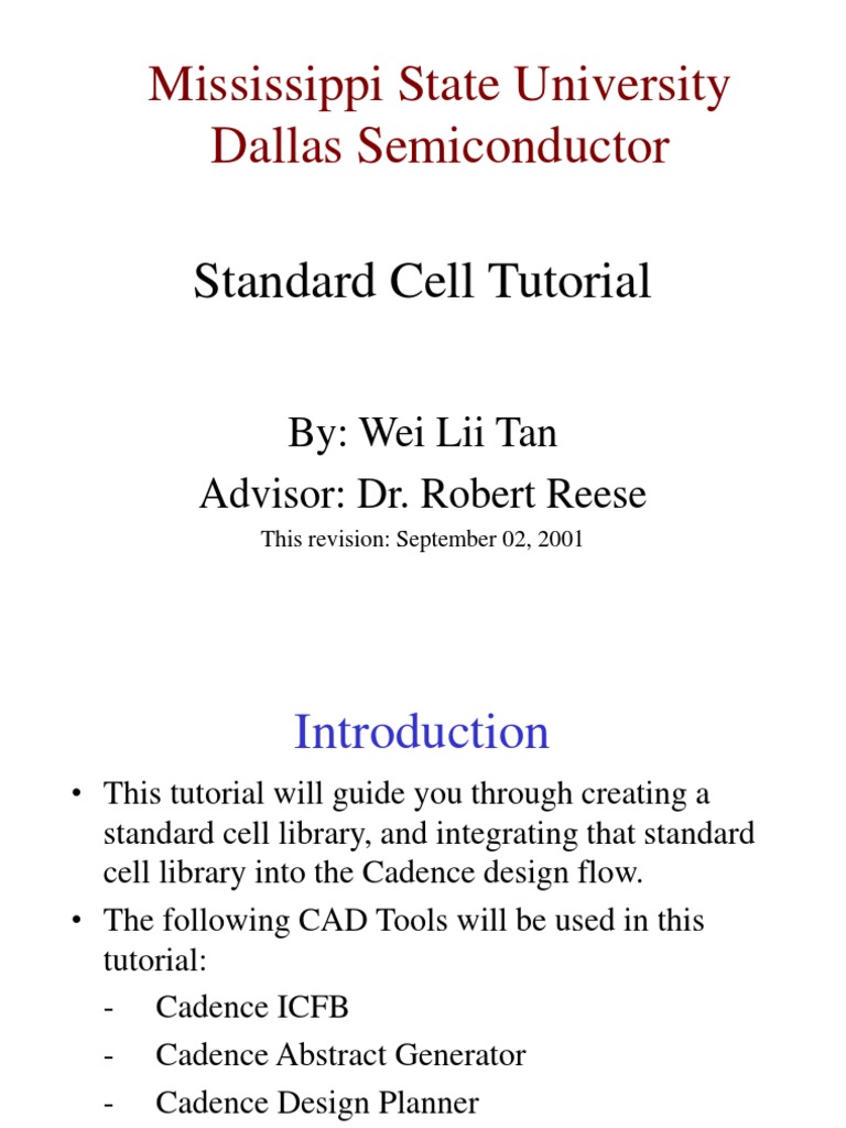 Mississippi State University Dallas Semiconductor: Standard Cell ...
