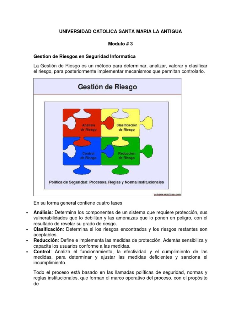 Modulo # 3 Analisis y Manejo de Riesgos | PDF | La seguridad ... Modulo # 3 Analisis y Manejo de Riesgos | PDF | La seguridad ...