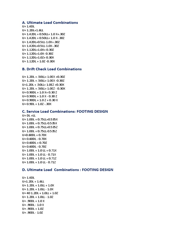 A Ultimate Load Combinations | PDF