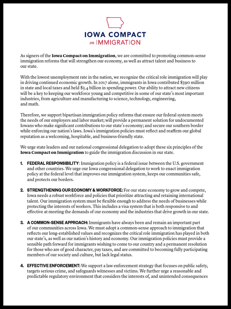 Iowa Compact On Immigration | PDF | Iowa | Immigration
