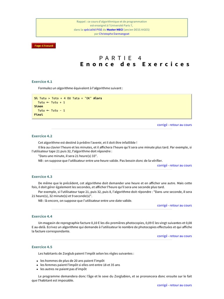 Exercices d'algorithmique en seconde | PDF