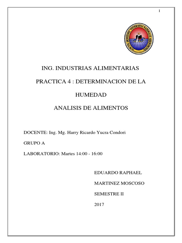 PRACTICA 4 Determinacion de Humedad | Descargar gratis PDF | Humedad ...