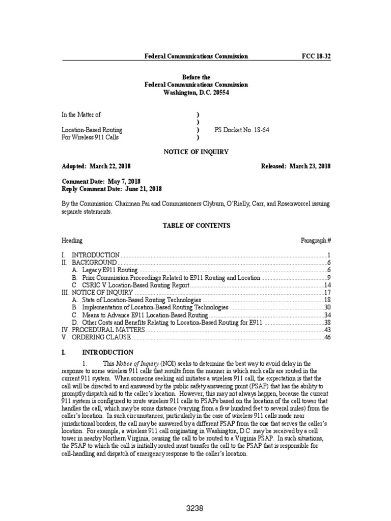 FCC Notice of Inquiry | PDF | 9 1 1 | Voice Over Ip