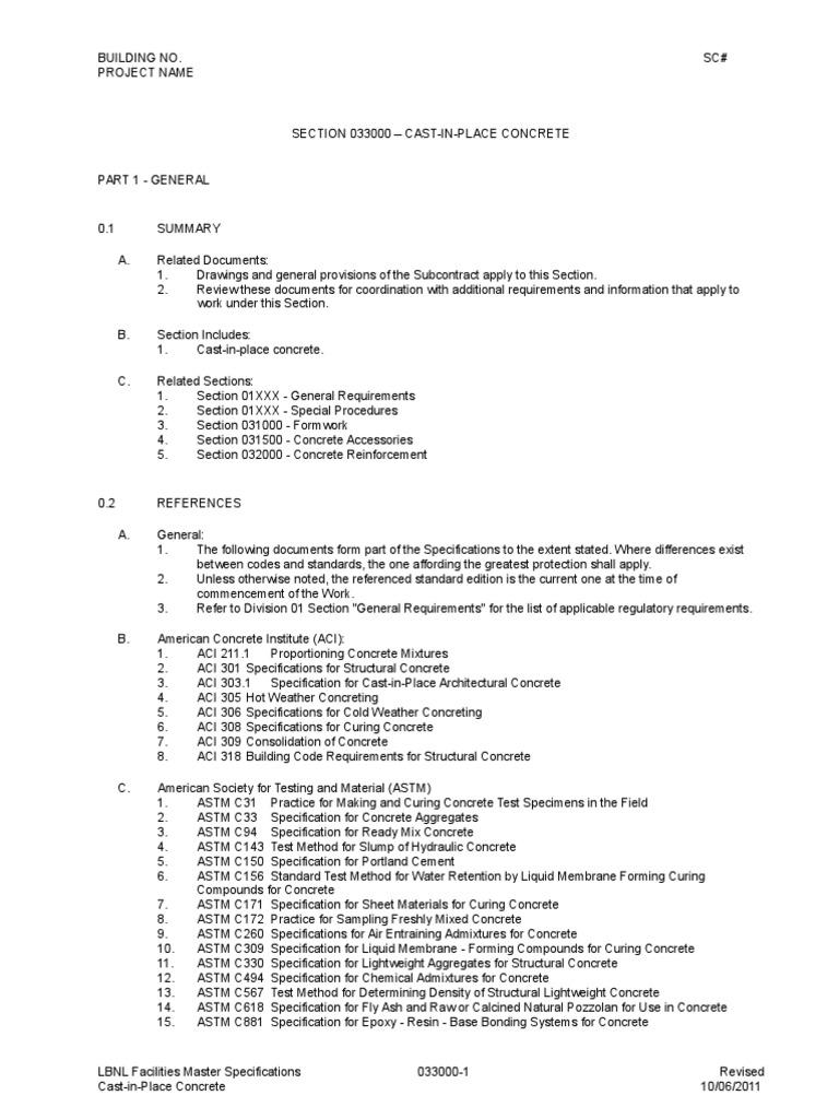 Concrete - Example Specification | PDF | Concrete | Cement