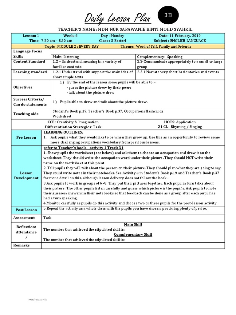 Weekly English Lesson Plan for 3 Bestari | PDF | Lesson Plan | Books